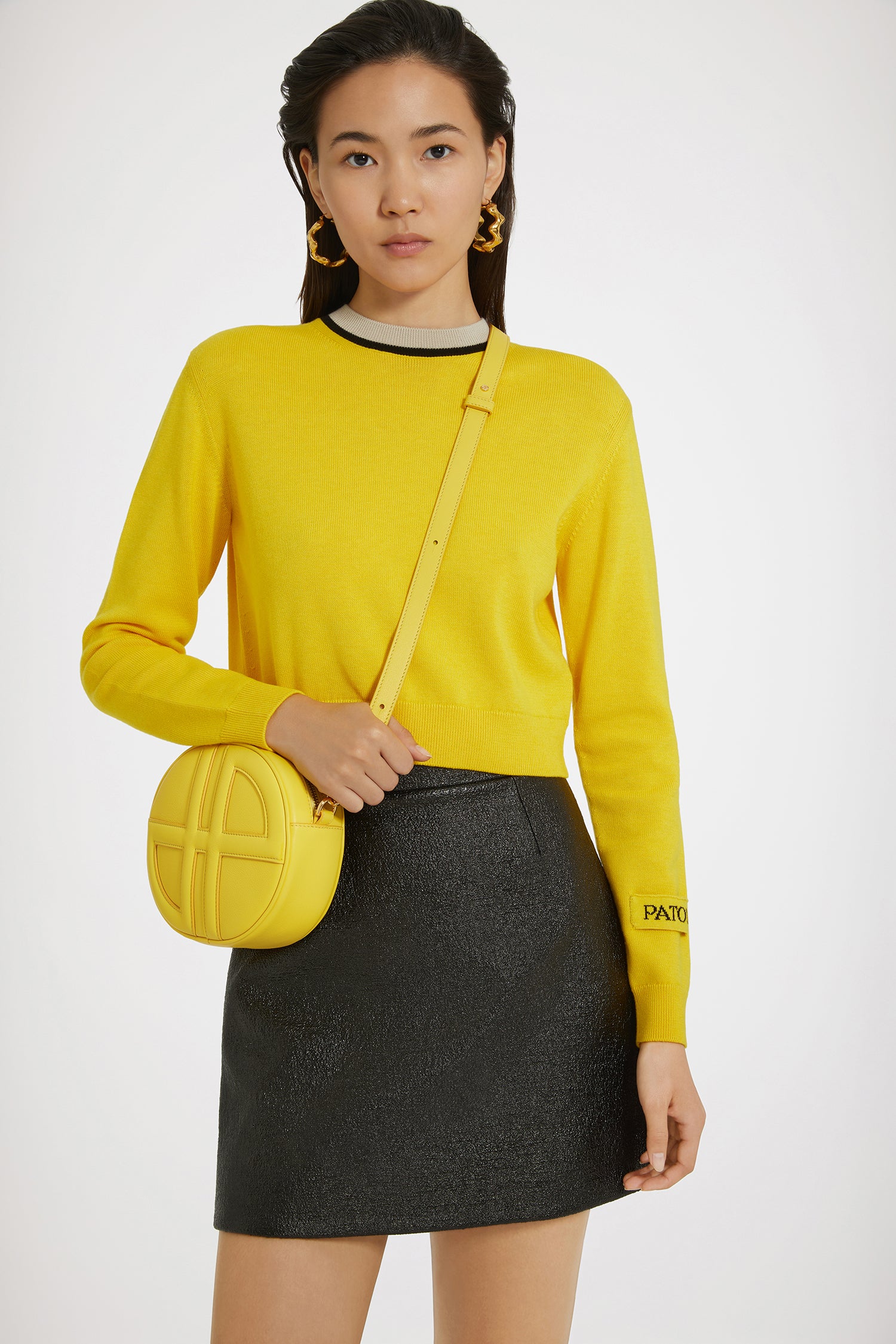 Patou | Contrast collar jumper in cotton and wool
