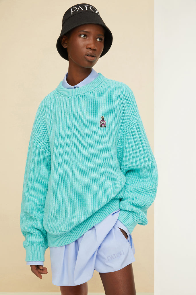 Patou | Fragrance patch jumper in eco-friendly wool and cotton