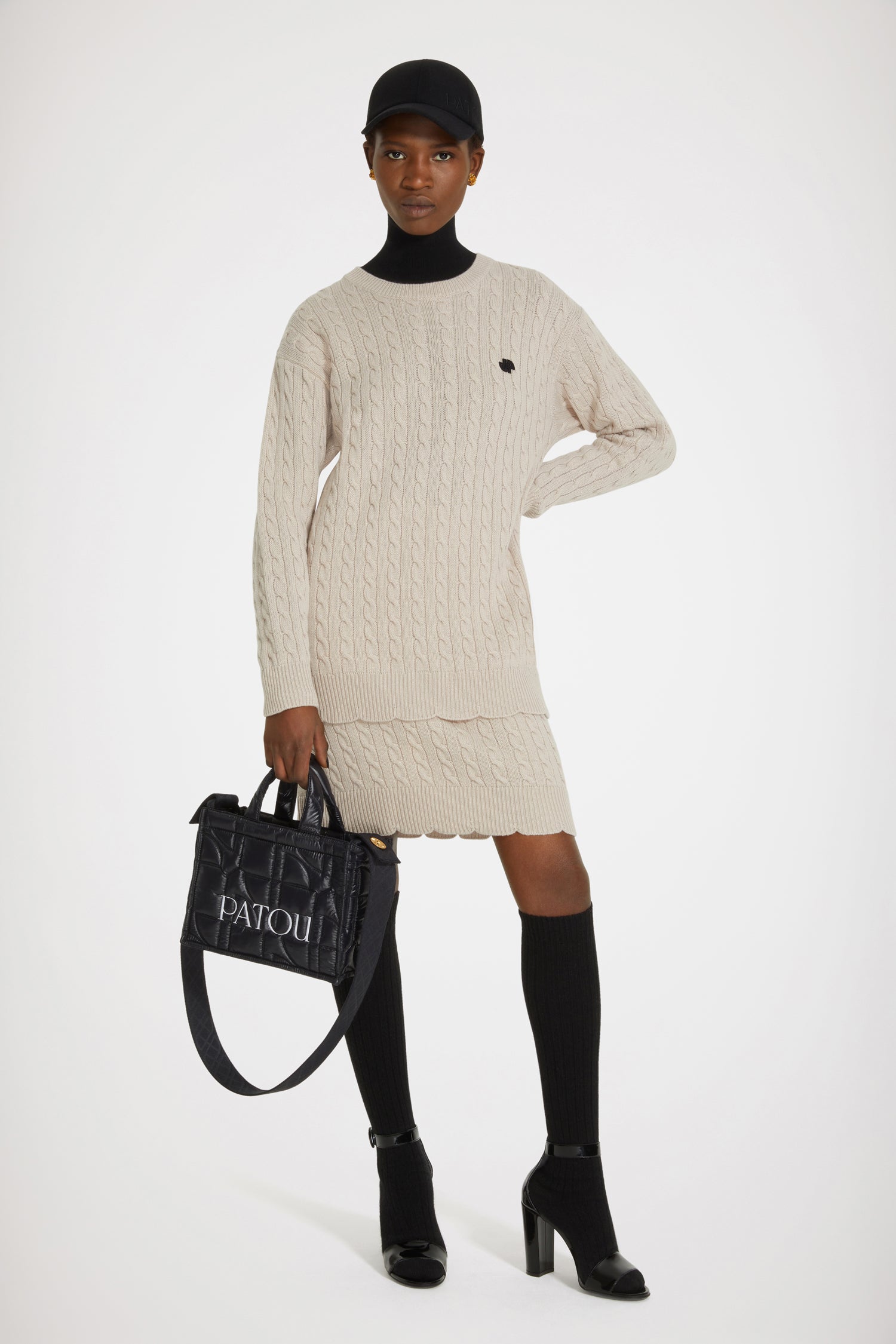 Patou | Cable knit skirt in Merino wool