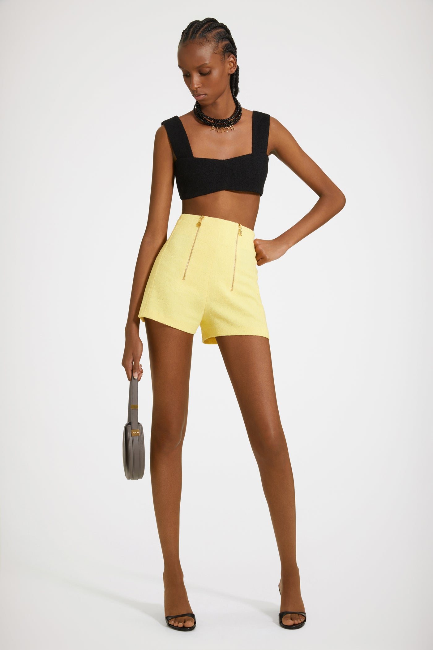 Patou | Zip-front shorts in cotton-blend tweed